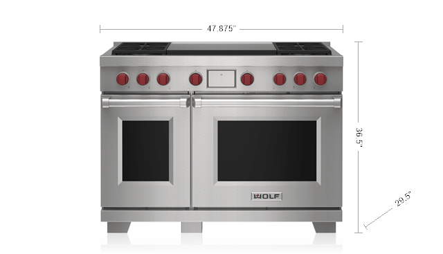 Wolf 48" Dual Fuel Range 4 Burner Infrared Dual Griddle (DF48450DG/S/P)