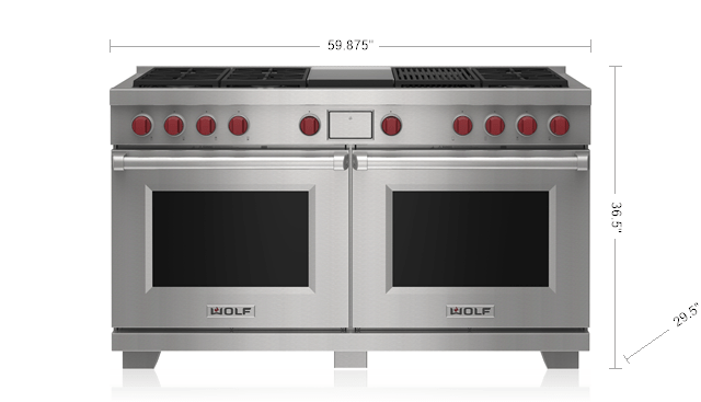 Wolf 60" Dual Fuel Range 6 Burner Infrared Charbroiler Griddle ...
