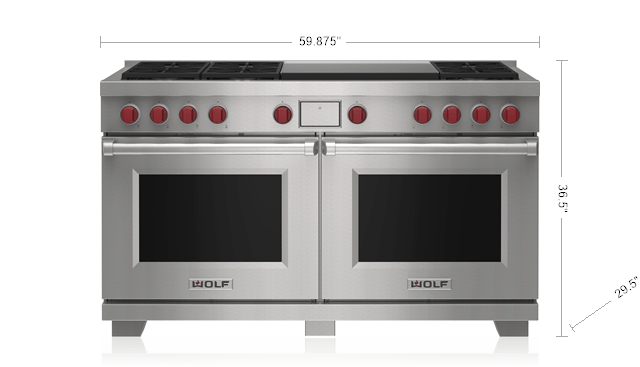 Wolf 60" Dual Fuel Range 6 Burner Infrared Dual Griddle (DF60650DG/S/P)