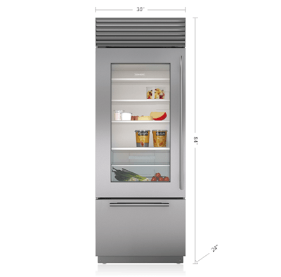 Sub-Zero 30" Classic Over-and-Under Refrigerator/Freezer with Glass ...