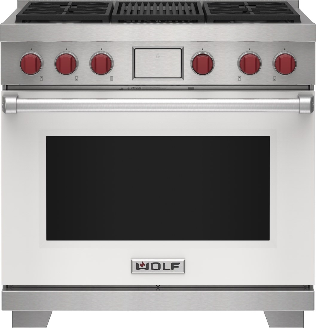 Wolf 36" Dual Fuel Range 4 Burner Infrared Charbroiler (DF36450C/S/P)