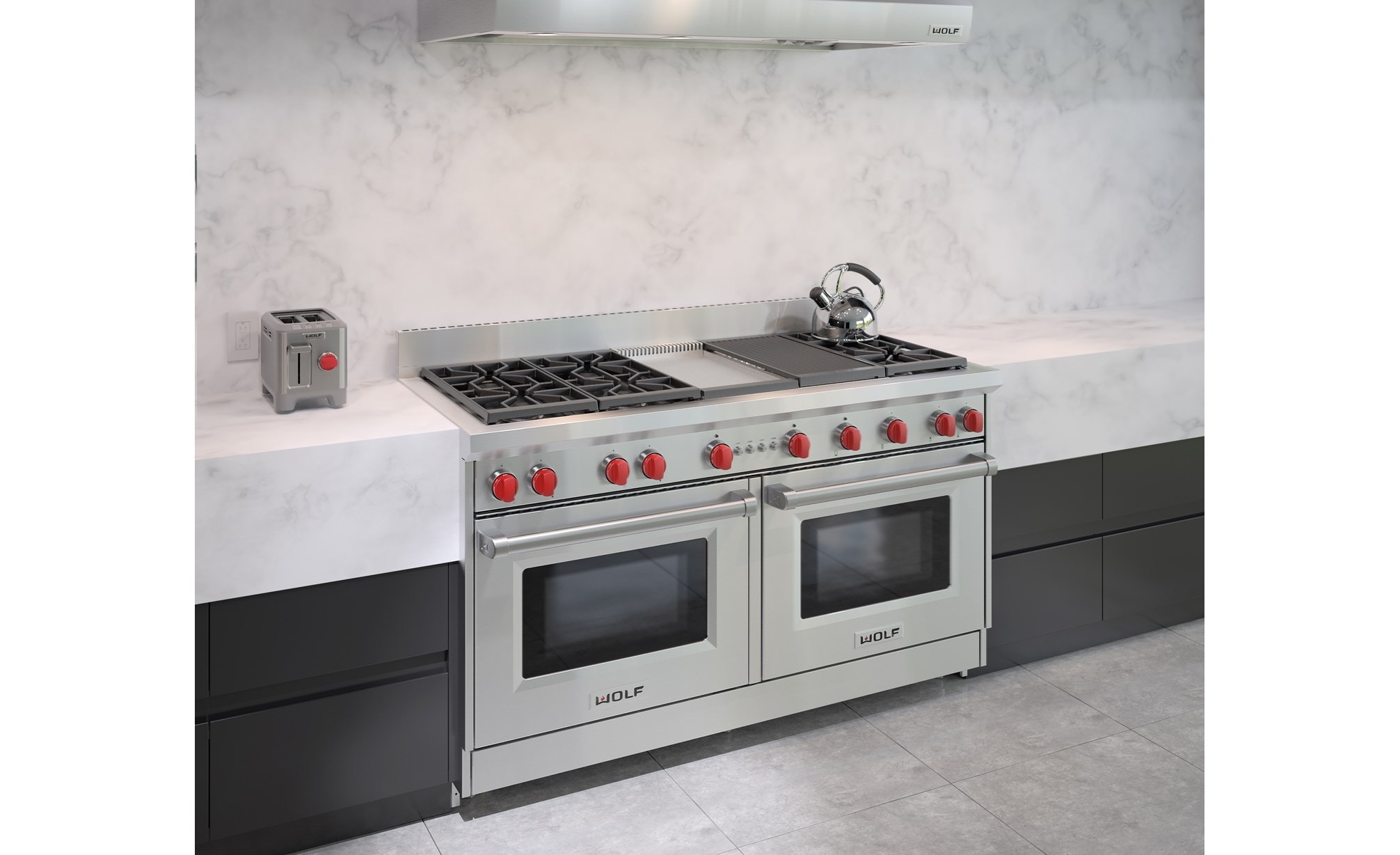 60" Gas Range 6 Burner Infrared Charbroiler Griddle Wolf Rangetop