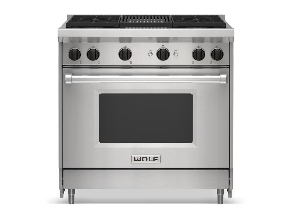36" Gas Range - 4 Burners and Infrared Charbroiler