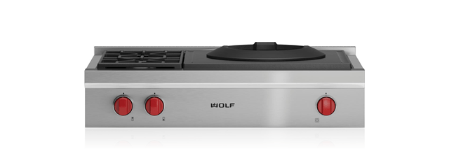 Wolf 36" Sealed Burner Rangetop - 2 Burners and Wok Burner (SRT362W)