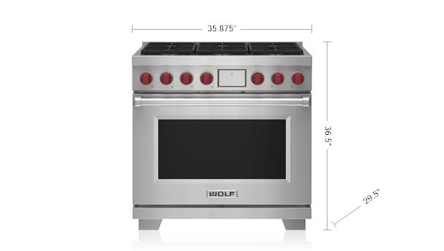 Wolf 36" Dual Fuel Range 6 Burners (DF36650/S/P) Cooktop