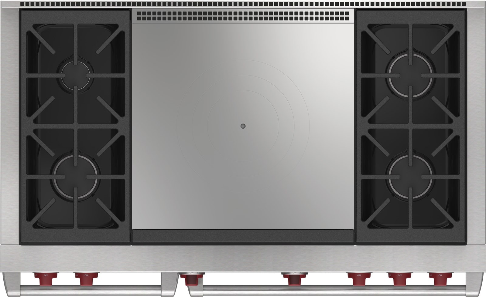 Wolf 48" Dual Fuel Range 4 Burners and French Top (DF48450F/S/P)